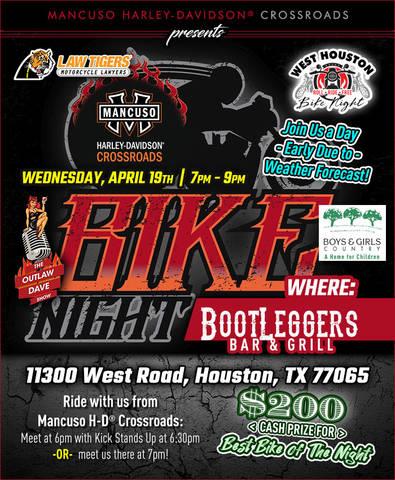 Bike Night at Bootleggers Bar and Grill | Houston Area #1 Chapter #5255 ...
